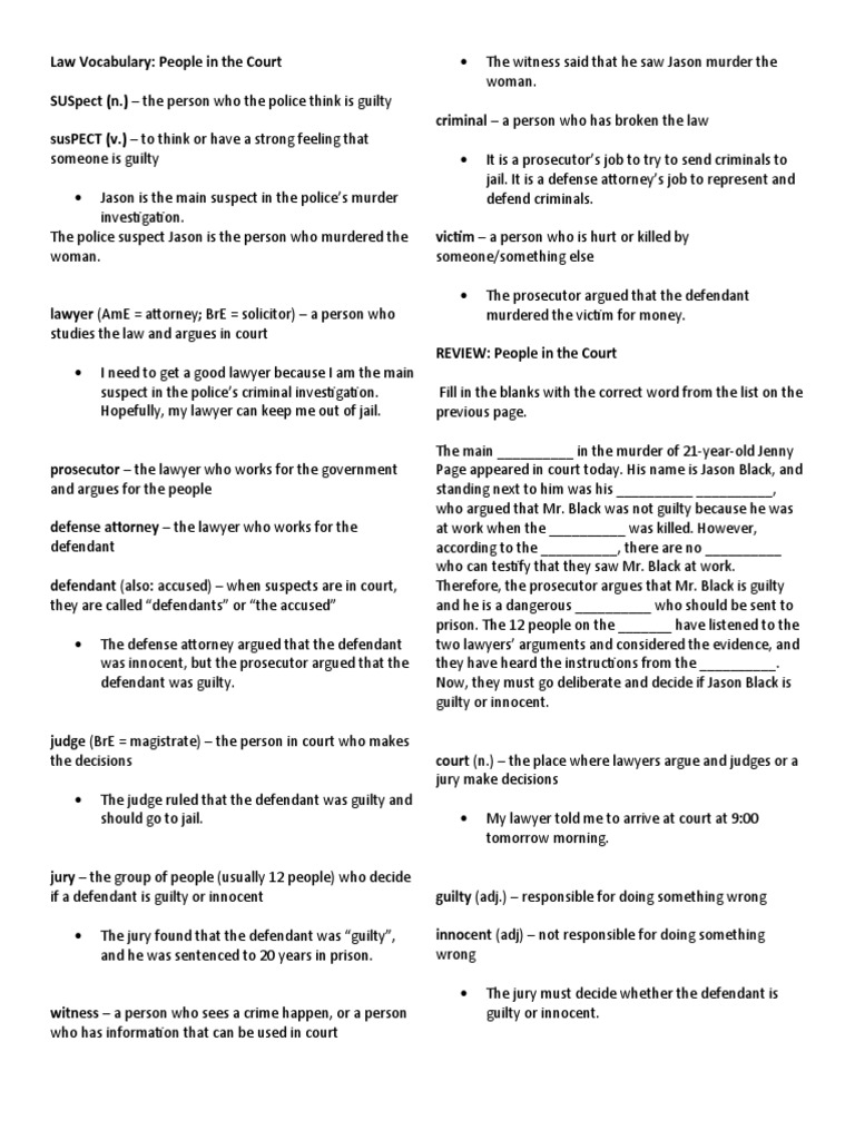 Law Vocabulary Part 2 With Quizzer | PDF | Theft | Prosecutor
