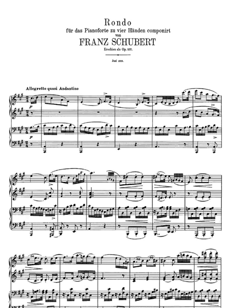 Rondo in A Minor (D.951) - 4 Hands - F. Schubert | PDF