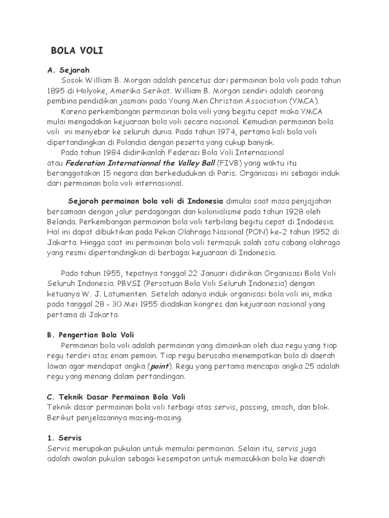 Materi Bola Voli - Kls XI | PDF | Olahraga & Rekreasi
