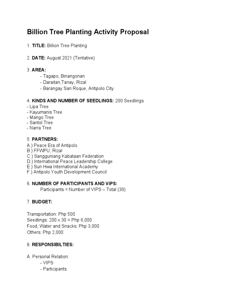 Tree Planting Activity Proposal | PDF