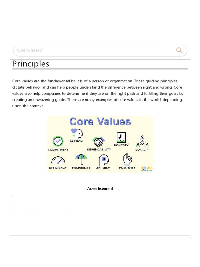 Definition Core Values 4 | PDF | Value (Ethics) | Organizational Culture