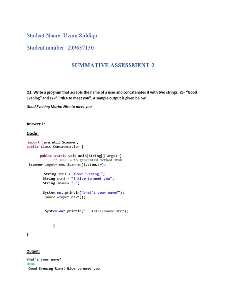Student Name: Uzma Siddiqa Student Number: 209637130: Summative Assessment-2 | PDF | Computer ...