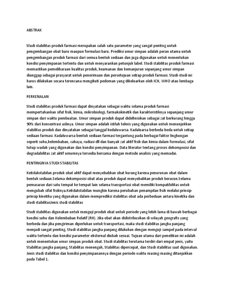 Studi Stabilitas Produk Farmasi Pentingnya Protokol Dan Metode
