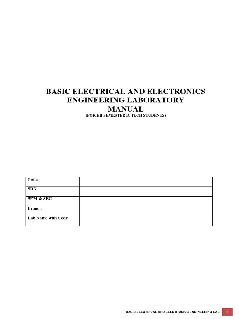 Beee Lab Manual-2020 | PDF