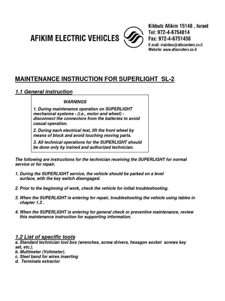 Maintenance Instruction For Superlight Sl-2 | PDF | Battery Charger ...