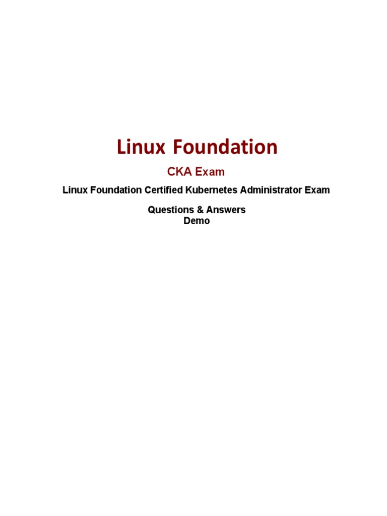 Linux Foundation: CKA Exam | PDF