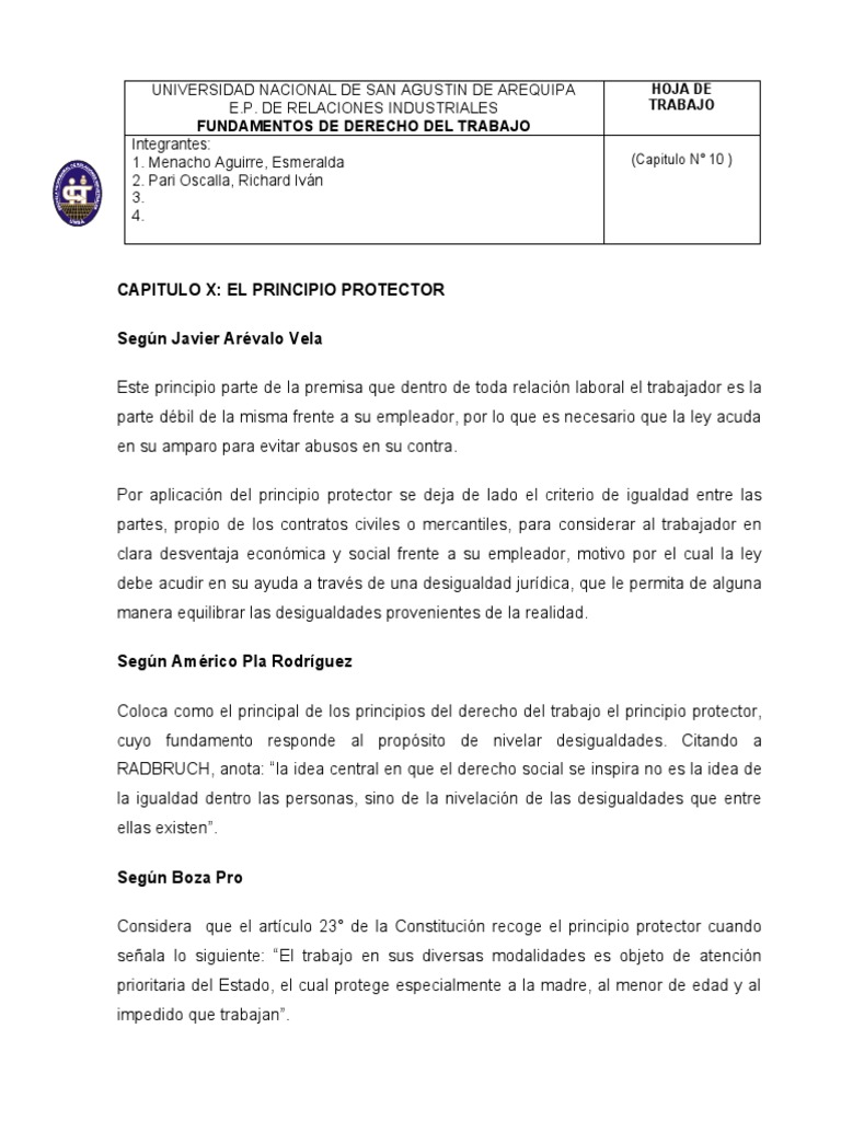Principio Protector | PDF | Derecho laboral | Politica social