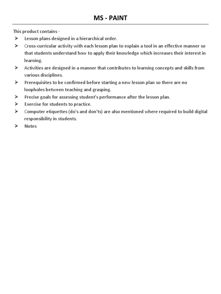 Ms - Paint | PDF | Computer File | Lesson Plan