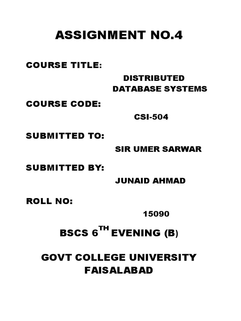 Assignment No.4: Course Title | PDF | Information Retrieval | Sql