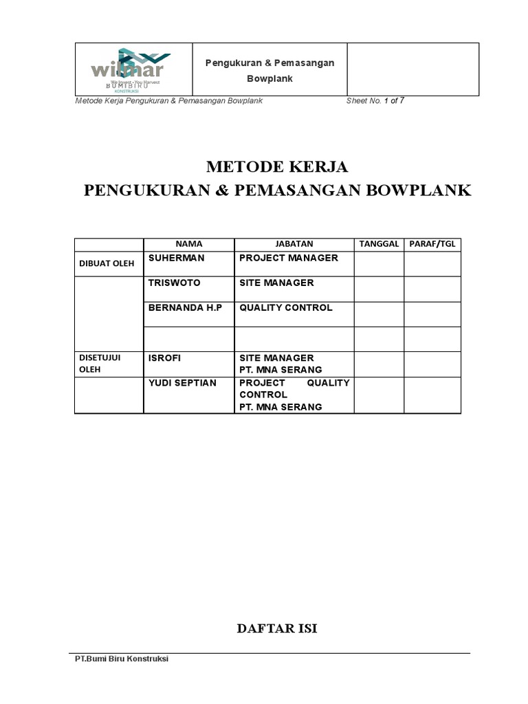 01.metode Kerja Pengukuran & Pemasangan Bowplank (Done) | PDF ...
