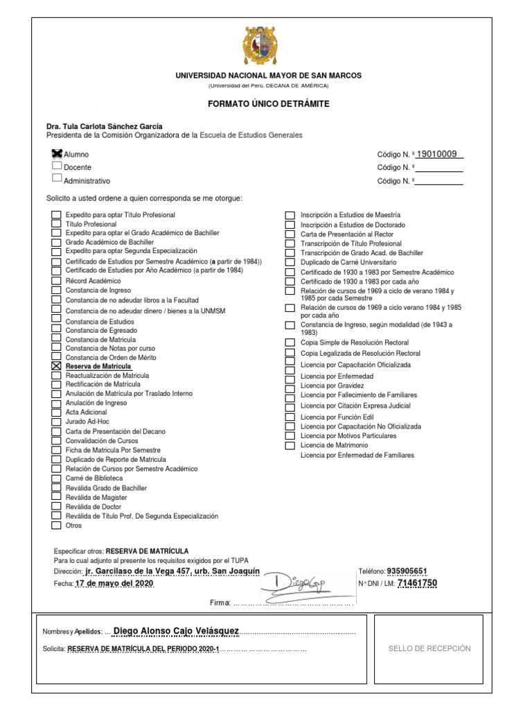 8-Formato de Reserva de Matrícula Final | Descargar gratis PDF ...
