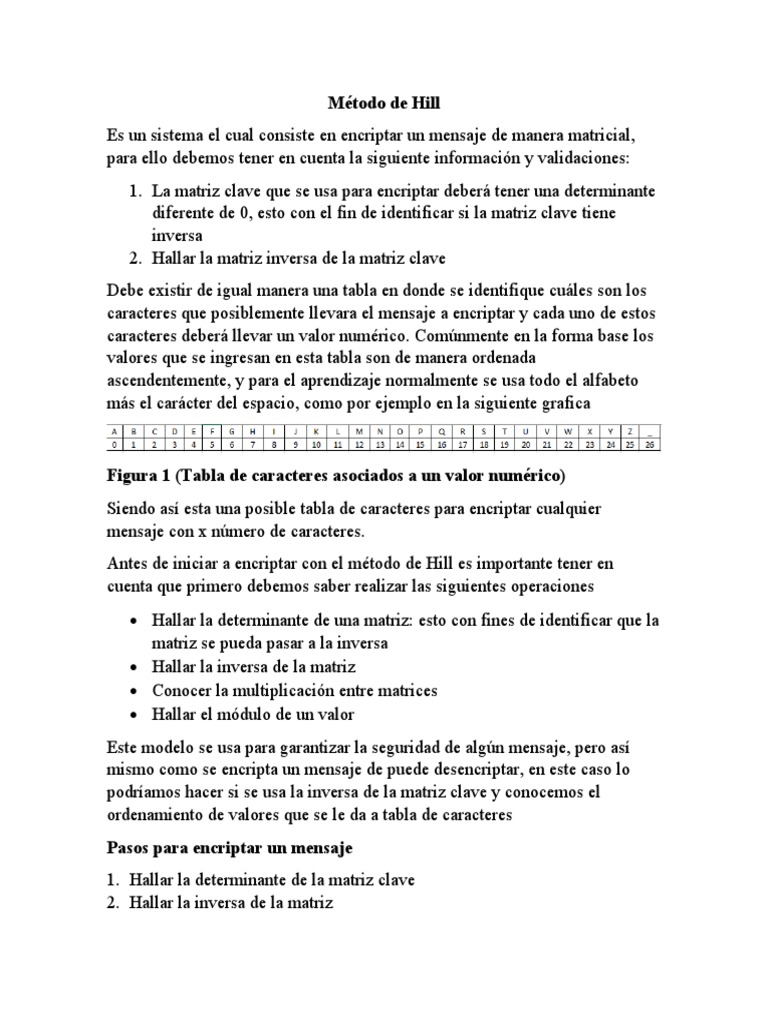 Encriptación con el Método de Hill | PDF | Criptografía | Matriz (Matemáticas)