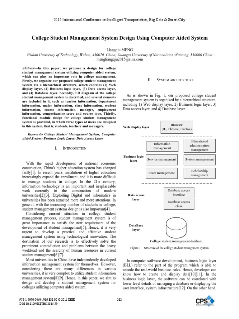 College Student Management System Design Using Computer Aided System ...