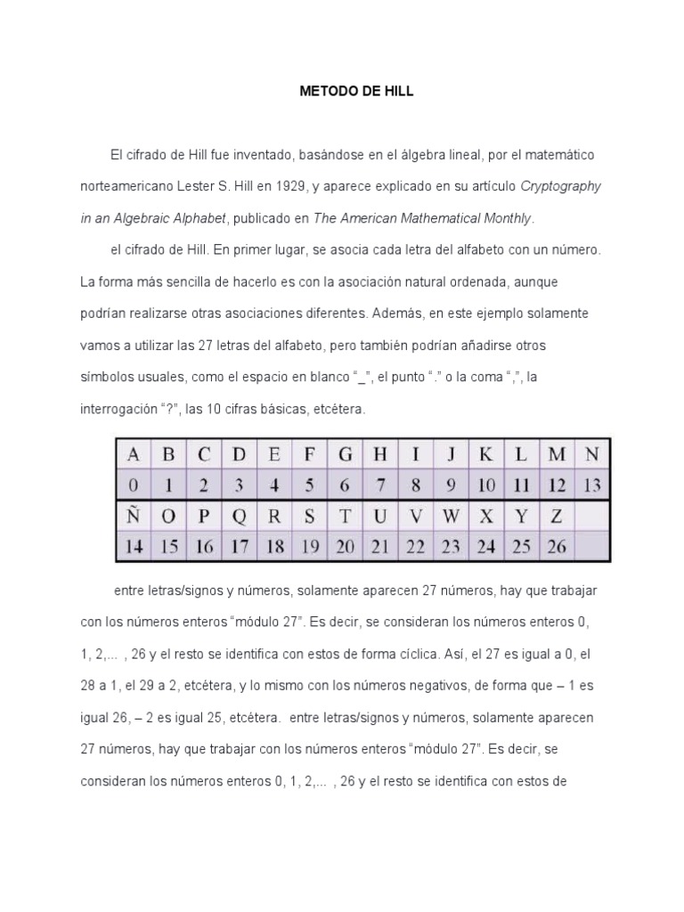 Metodo de Hill | PDF | Determinante | Matriz (Matemáticas)
