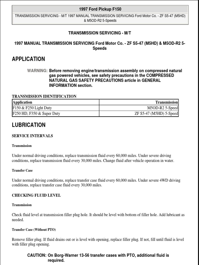 Manual Trans Service | PDF | Transmission (Mechanics) | Ford Motor Company