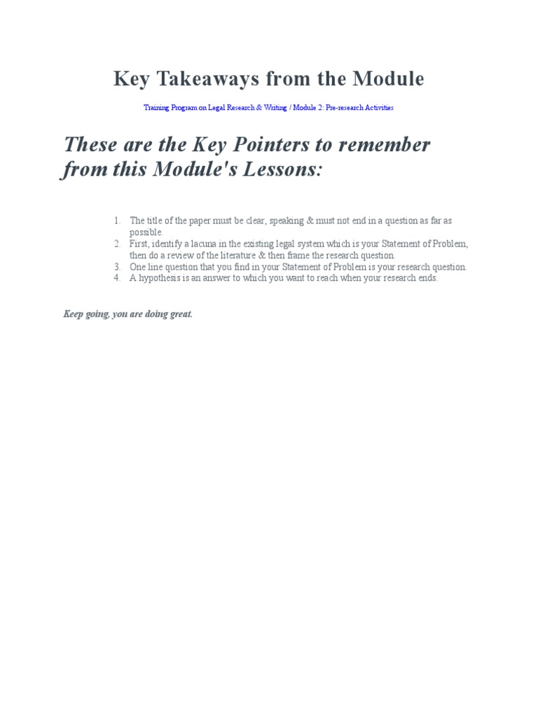 Key Takeaways From The Module | PDF