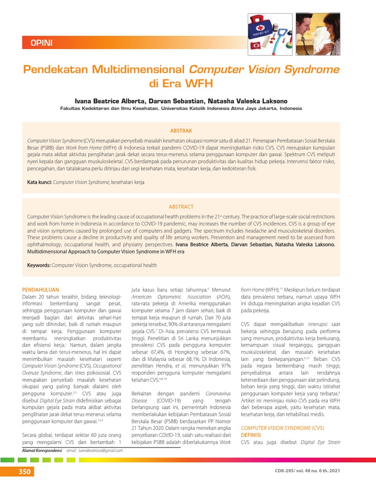 Pendekatan Multidimensional Computer Vision Syndrome Di Era WFH | PDF