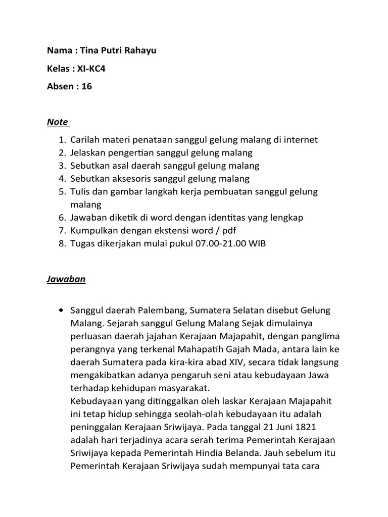 Panduan Sanggul Gelung Malang | PDF