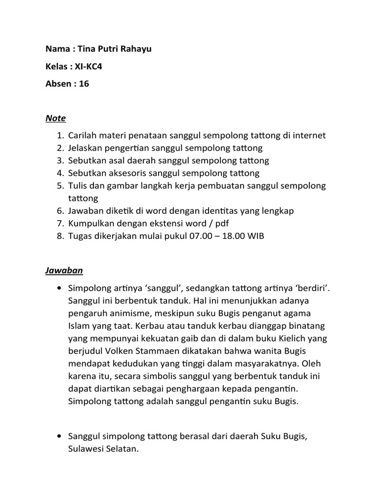 Sanggul Simpolong Tattong | PDF