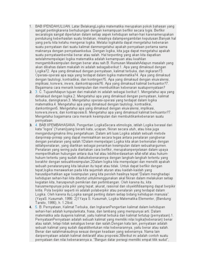 Materi Logika MTK | PDF | Seni & Disiplin Bahasa | Kajian Bahasa Asing