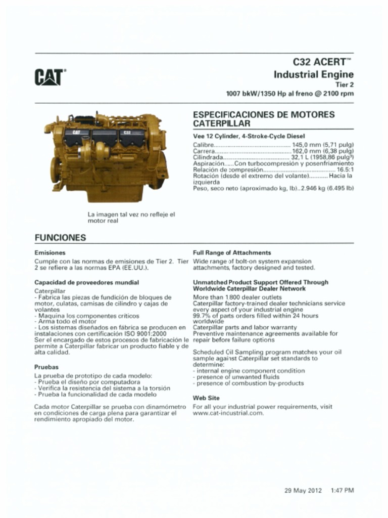 Motores Industriales Diesel Cat c32 Acert | PDF