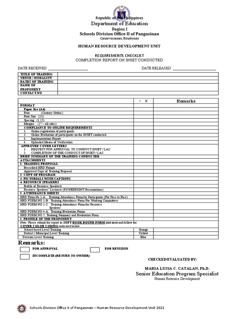 Report on INSET Completion | PDF | Written Communication