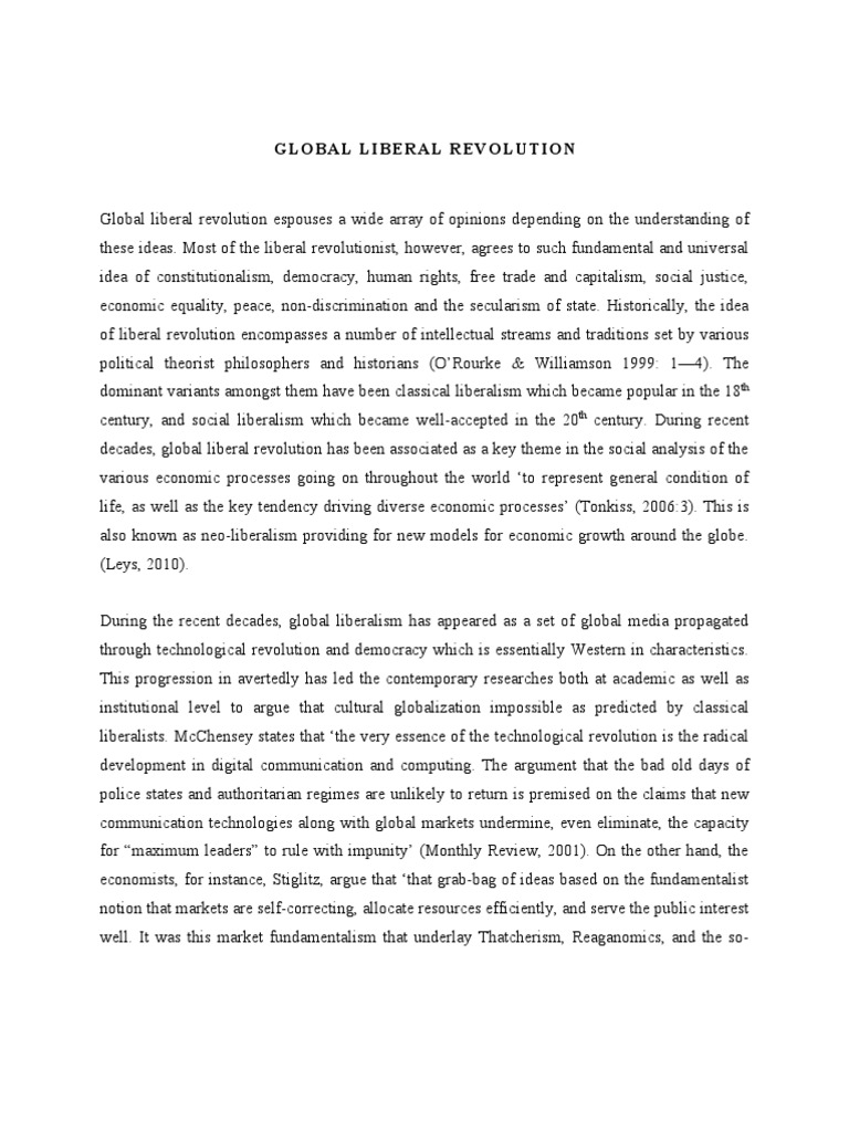 Global Liberal Revolution: TH TH | PDF | Liberalism | Globalization