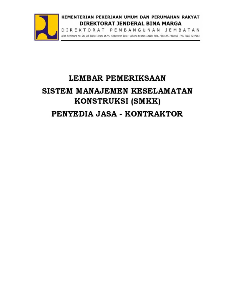 Audit SMKK - Lembar Pemeriksaan | PDF
