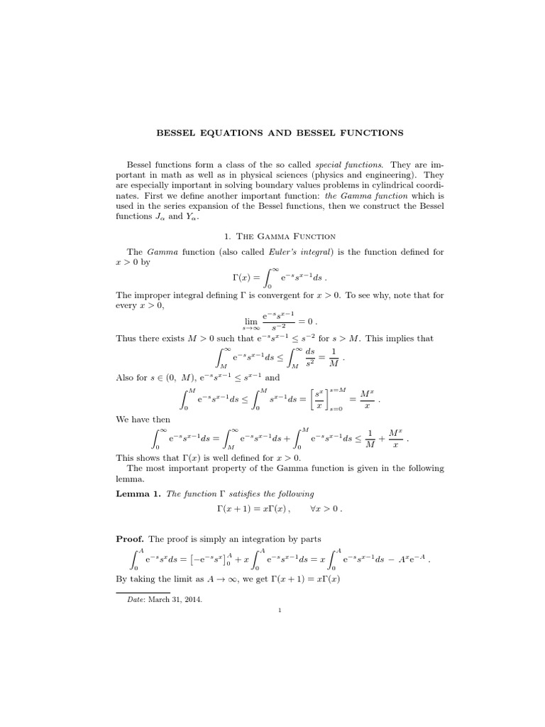 Bessel Equations and Bessel Functions: X 0 by S Ds | PDF | Trigonometric Functions | Sine