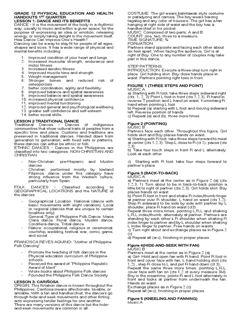 Grade 12 PE: Dance Benefits & Lessons | PDF | Dances | Physical Fitness
