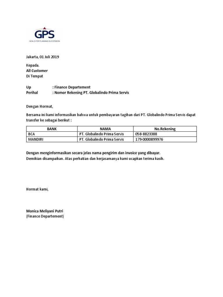 Surat Pemberitahuan Rekening | PDF