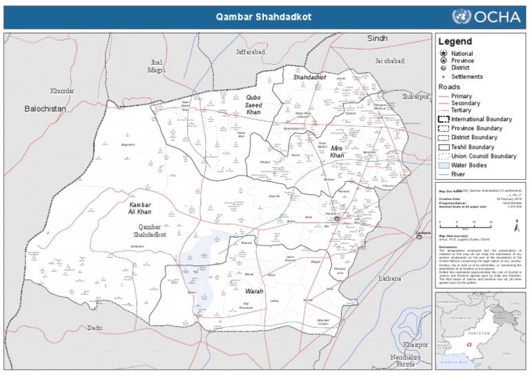 Qambar Shahdadkot Settlements Map | PDF