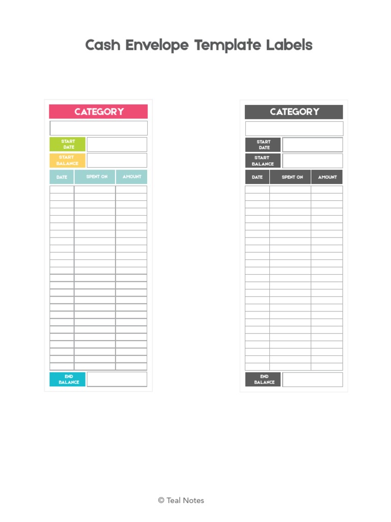 Cash Envelope Template Labels | PDF | Finance & Money Management