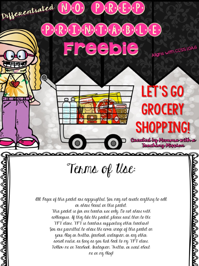 Lets Go Grocery Shopping Freebie | PDF | Food Retailing | Service ...