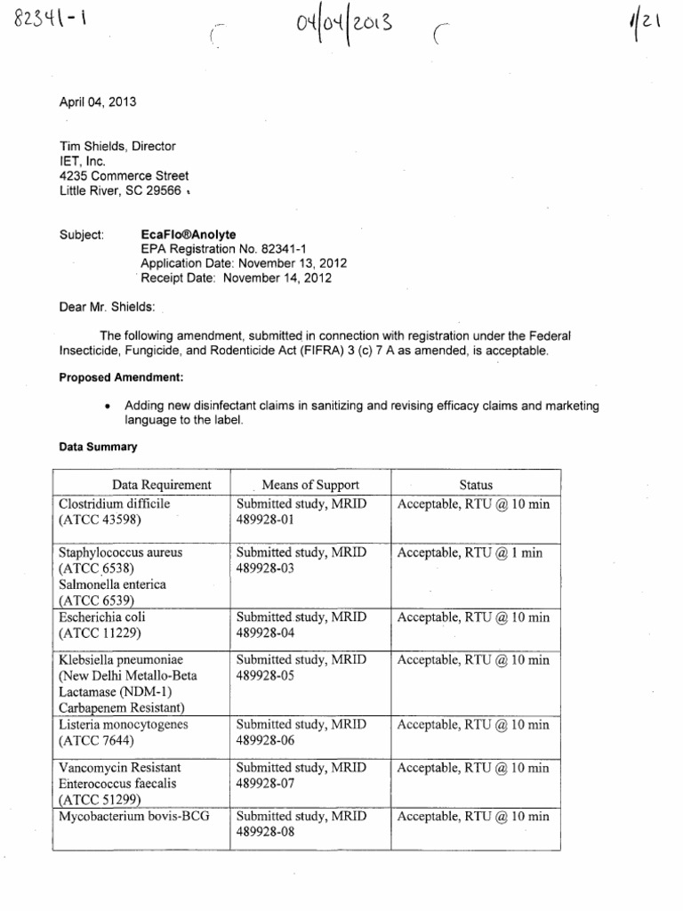 Anolyte Water | PDF | Disinfectant | Foods