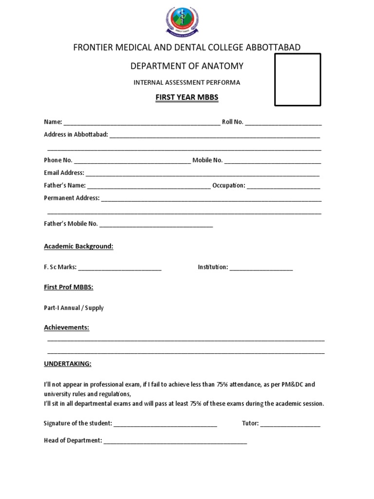 Anatomy Internal Assessment Proforma1122 | PDF | Health Care | Science