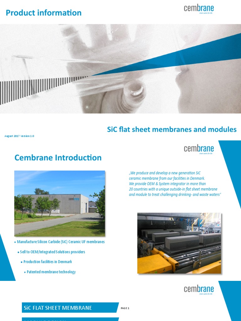 Cembrane Silicon Carbide Ceramic Membrane Product Information | PDF | Membrane | Fire Sprinkler ...