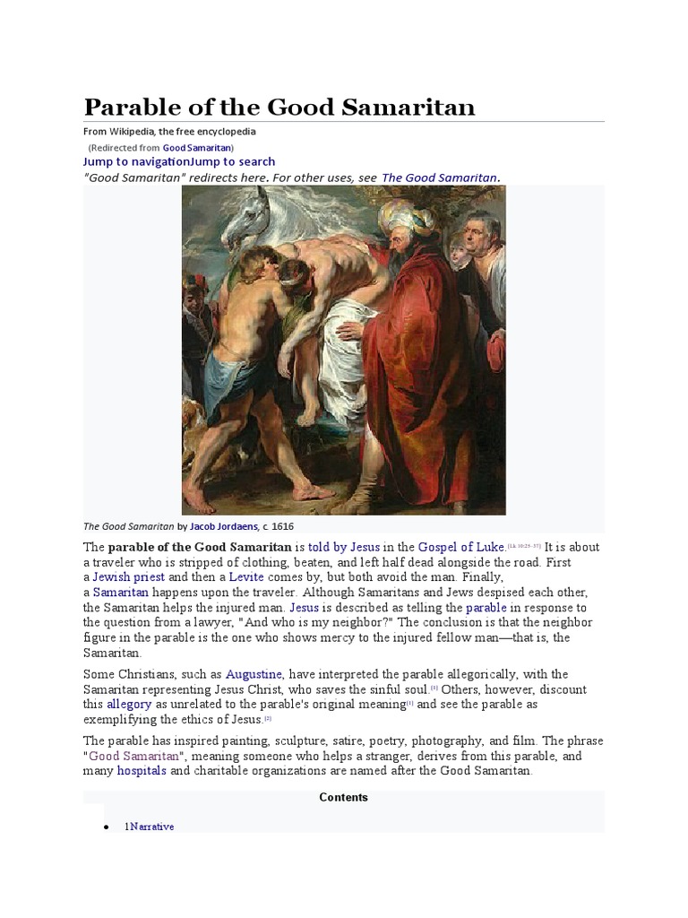 Parable Of The Good Samaritan Jump To Navigationjump To Search Pdf