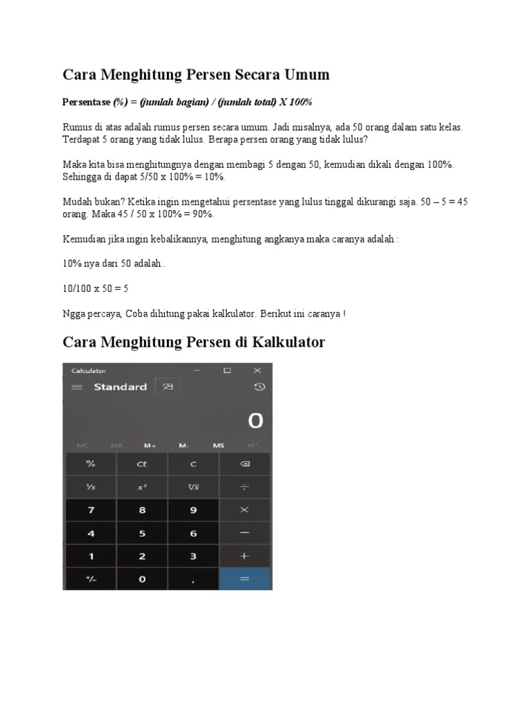 Cara Menghitung Persen Secara Umum | PDF