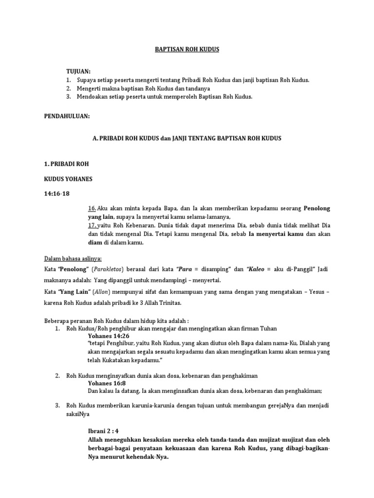 Baptisan Roh Kudus: Makna dan Tanda | PDF