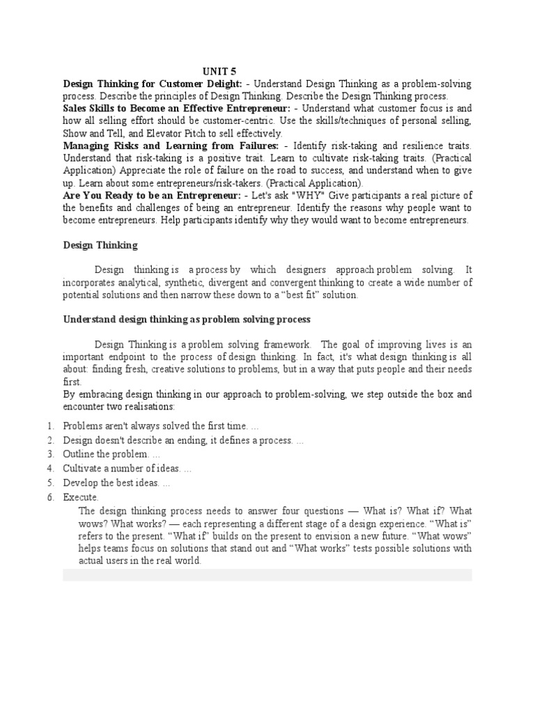 Design Thinking Process for Customer Delight | PDF | Design Thinking ...