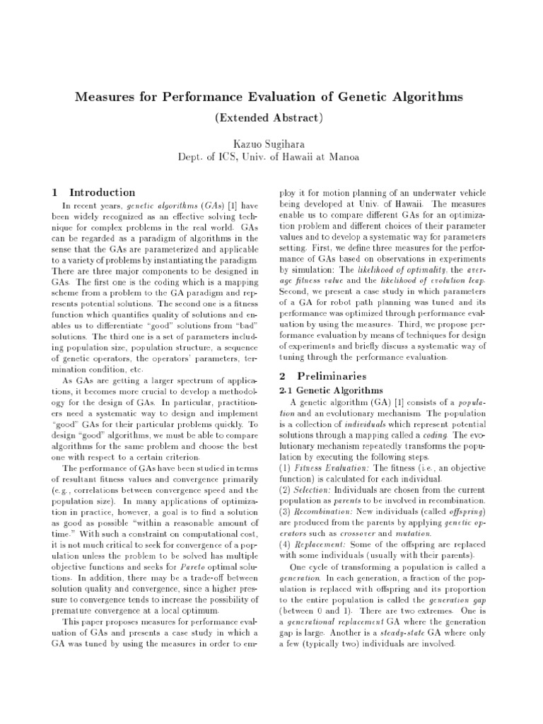 Performance of Genetic Algorithm | PDF | Genetic Algorithm ...