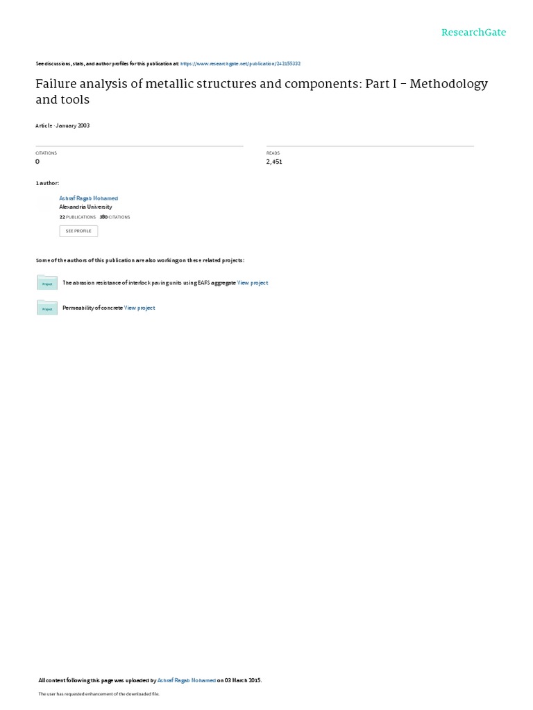 Failure Analysis of Metallic Structures and Components: Part I - Methodology and Tools | PDF ...