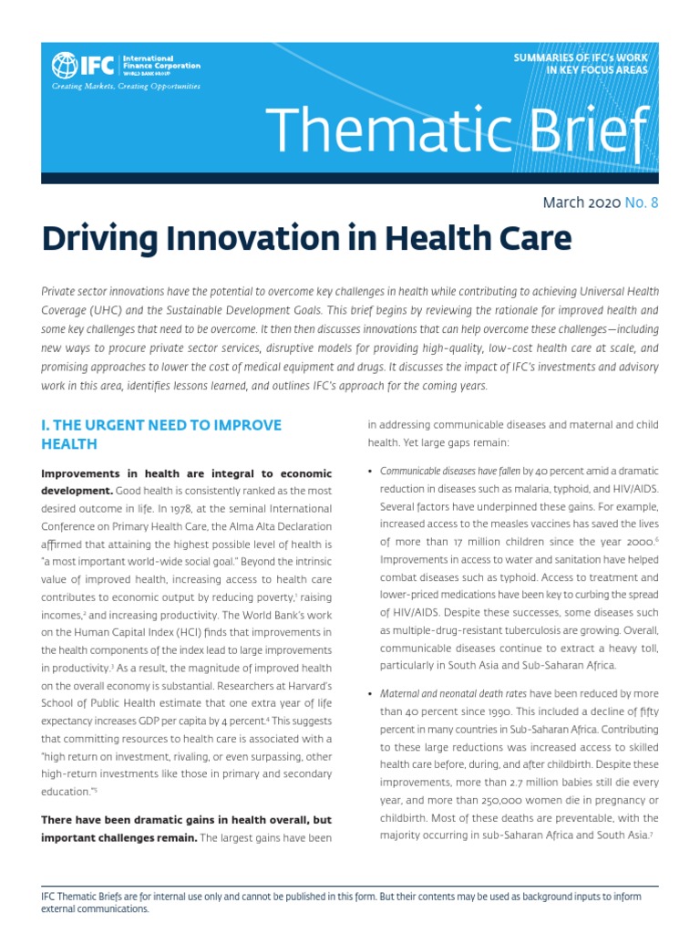 Thematic Brief: Driving Innovation in Health Care | PDF | Non ...