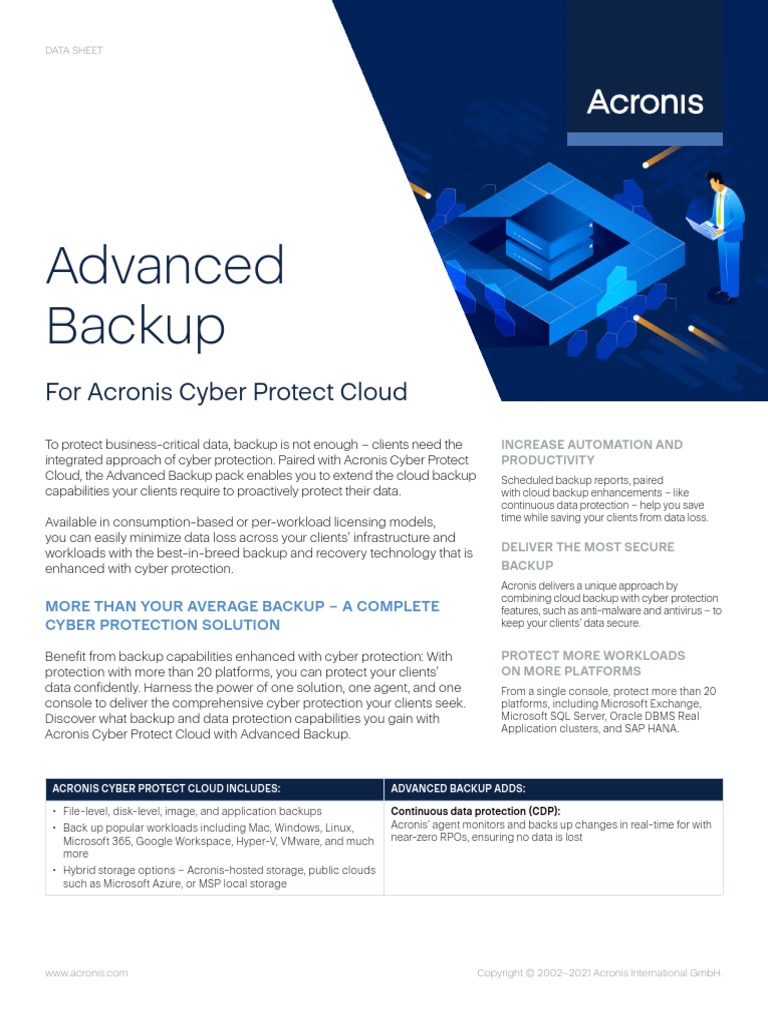 Advanced Backup: For Acronis Cyber Protect Cloud | PDF | Backup | Cloud Computing