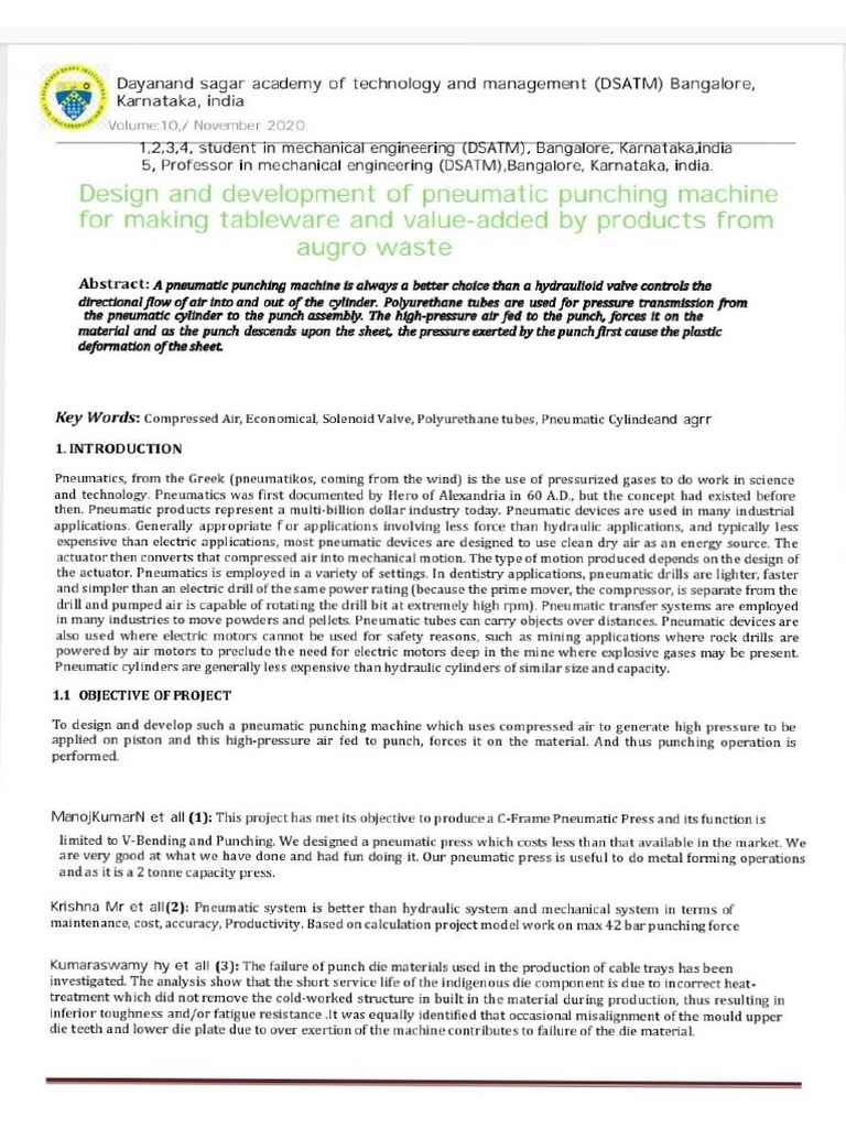 Design and Development of Pneumatic Press | PDF