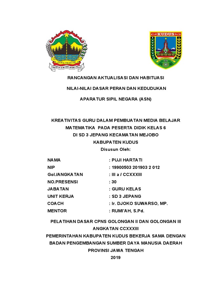 Rancangan Aktualisasi Puji Hartati | PDF | Karier & Perkembangan