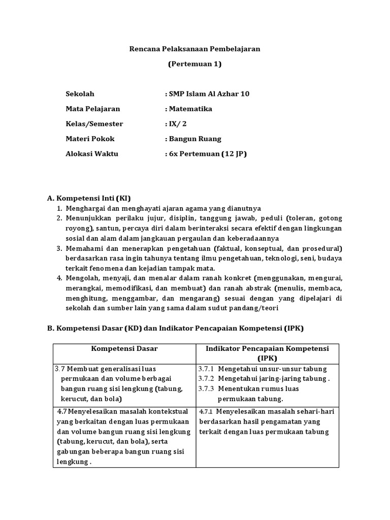 RPP LP Tabung 1 | PDF