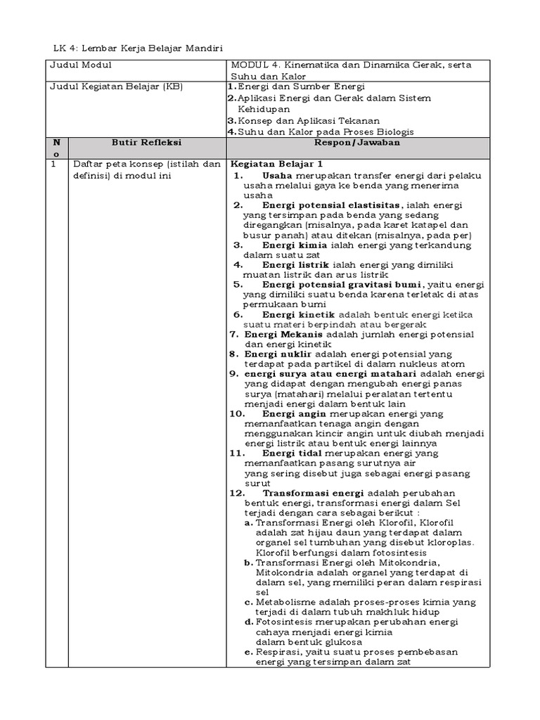 LK 1 - Lembar Kerja Belajar Mandiri Modul 4 Edi Susilo | PDF