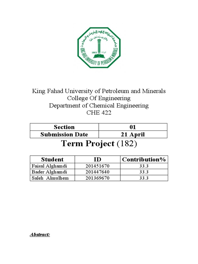 Project Che 422 | Download Free PDF | Phase (Matter) | Process Engineering